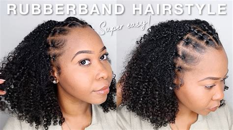 Easy Rubber Band Hairstyle On Natural Hair Using Curly Clip Ins