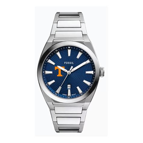 Fossil Tennessee Volunteers Everett Three Hand Date Stainless Steel