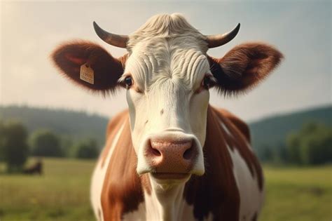 Premium AI Image Cow In Nature Head Closeup AI Generated
