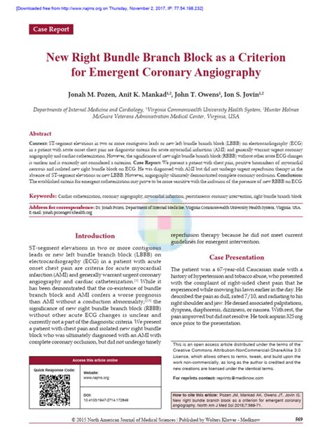 New Right Bundle Branch Block As A Criterion Pdf Myocardial Infarction Electrocardiography
