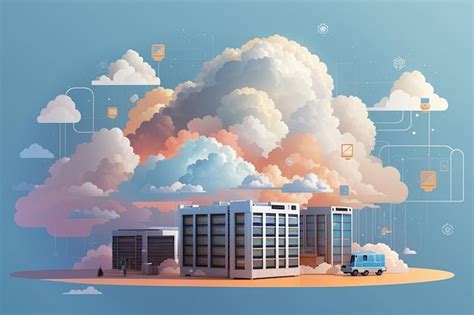 Premium Ai Image Cloud Hosting Concept Illustration