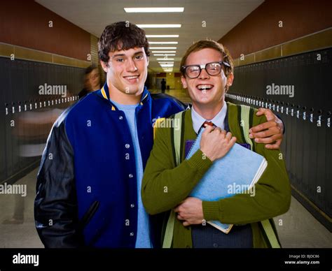 High Babe Jock And Nerd Stock Photo Alamy