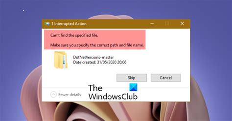 Cant Find The Specified File When Trying To Rename A File Or Folder
