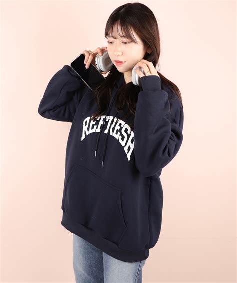 최저가 리플레쉬 아방핏 오버핏 기모 레터링 후드티 3color 에이블리