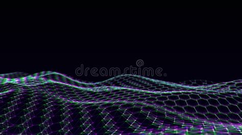 Futuristic Hexagon Wave Dark Cyberspace Abstract Wave With Dots And Line White Moving