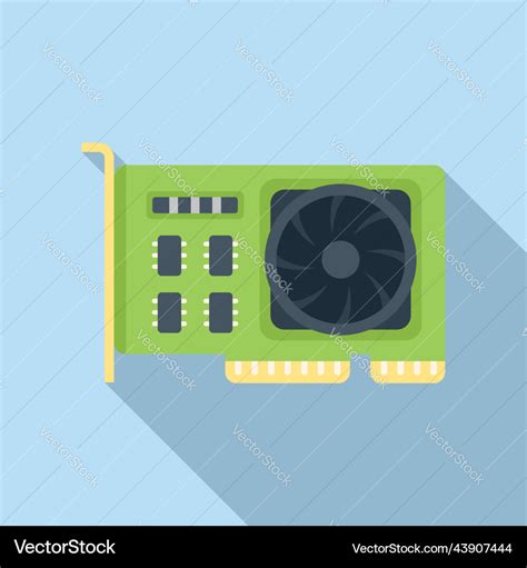 Gpu Card Cooler Icon Flat Cpu Chip Royalty Free Vector Image