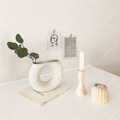 화이트샌드 링 베이스 꽃병 오브제 도자기 새상품 수량 인테리어소품 중고나라