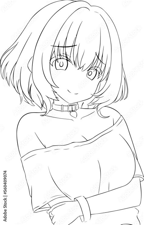 Anime Girl Drawing Sketch Of Beautiful Short Hair Cartoon Girl Sexy