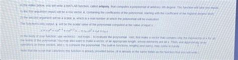 Solved In The Edilor Below You Wit Write A Matlab Function