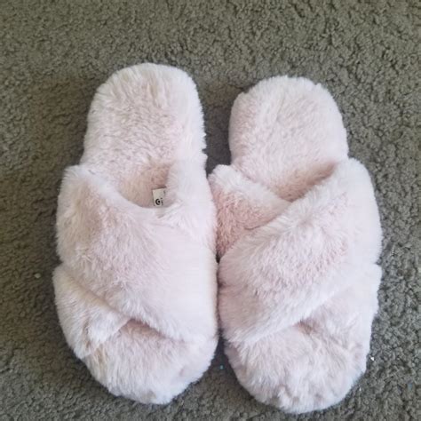 Pink Fuzzy Slippers Size 56 Have Not Been Used Depop