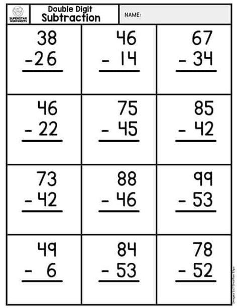 double digit subtraction worksheets kindergarten subtraction worksheets subtraction
