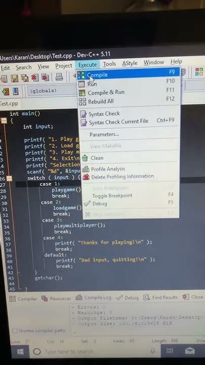 C C Program Using Switch Case Statements Youtube