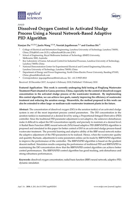 Pdf Dissolved Oxygen Control In Activated Sludge Process Using A Neural Network Based Adaptive