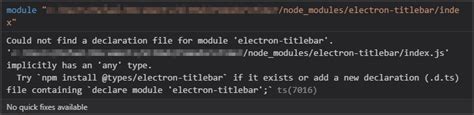 Cannot Find Module Declaration For Module Electron Titlebar · Issue