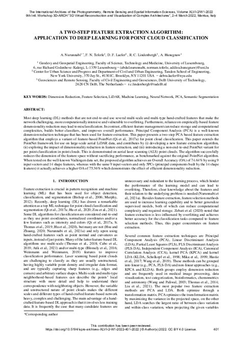 pdf a two step feature extraction algorithm application to deep