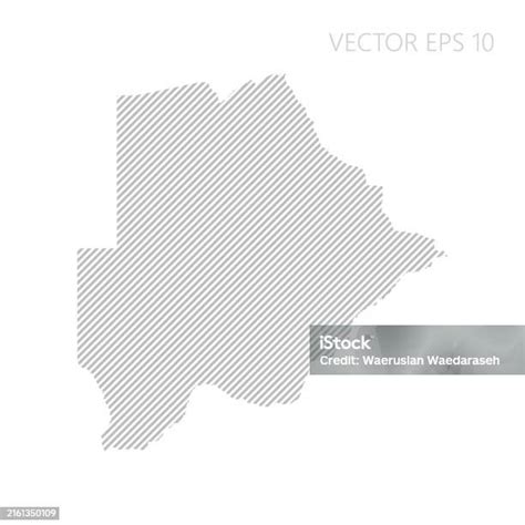 Striped Map Of Botswana Vector Abstract Botswana Map With Gray Diagonal Lines Stock Illustration