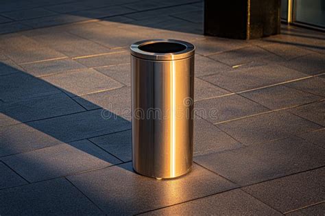 The Reflection On The Pavement Comes From A Metallic Cylinder That