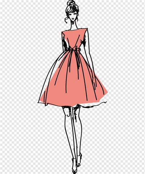 복숭아 드레스 일러스트 패션 모델 의류 일러스트 손으로 그린 모델의 여자 수채화 그림 유명 인사 화이트 Png Pngwing