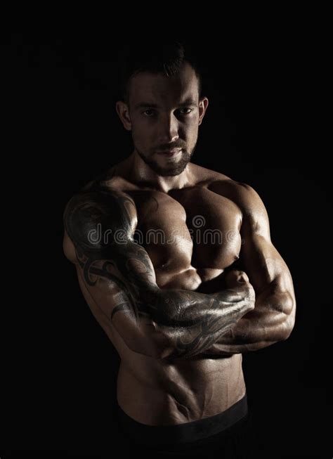 Strong Athletic Man Showes Naked Muscular Body Stock Photo Image Of Attractive Athletic