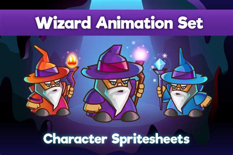 Free Wizard Sprite By Free Game Assets GUI Sprite Tilesets