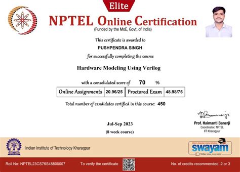Pushpendra Singh On Linkedin Hardwaremodeling Verilog Nptel