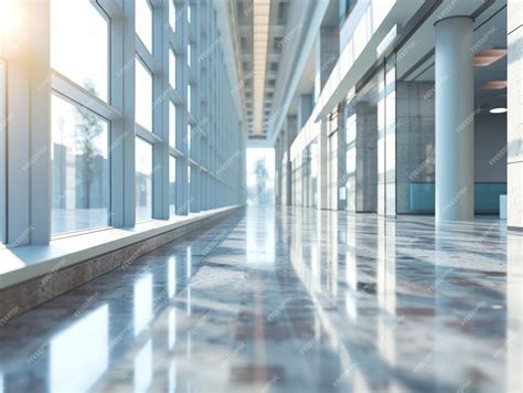 Premium Photo Interior Of Modern Office Corridor With Glass Walls Tiled Floor And Rows Of