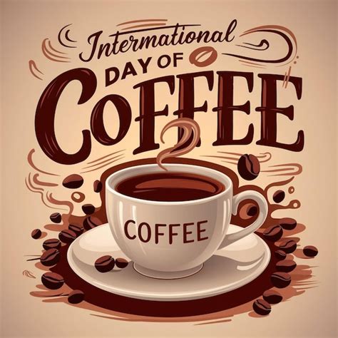 국제 커피의 날을 기념하는 디지털 일러스트레이션 프리미엄 Ai 생성 벡터