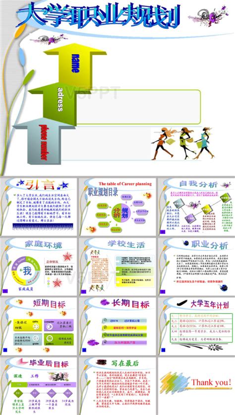 大学生职业生涯规划ppt模板 V5PPT
