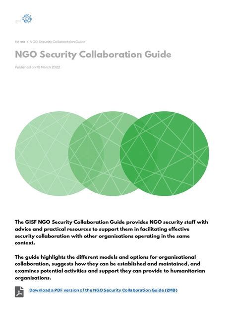 Ngo Security Collaboration Guide Pdf Non Governmental Organization Governance