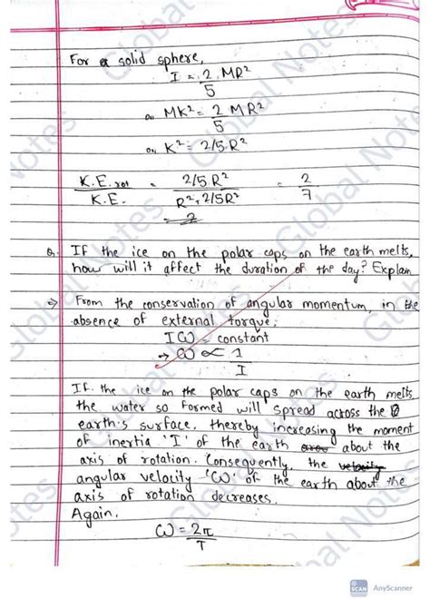 Rotational Dynamics Global Notes
