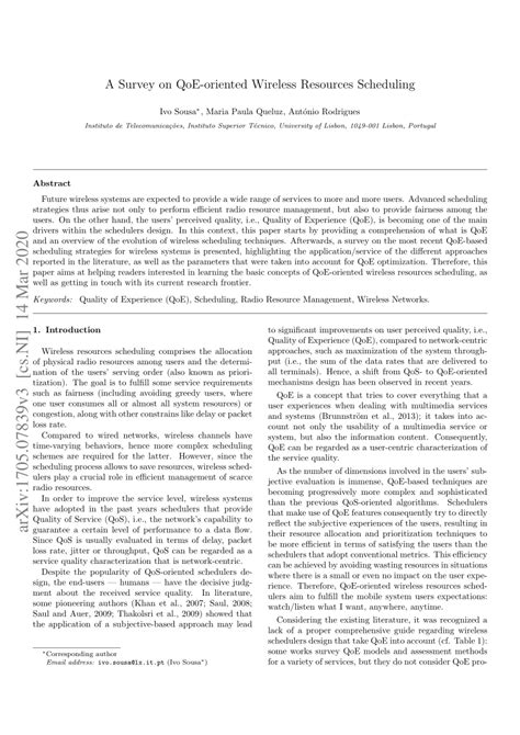 Pdf A Survey On Qoe Oriented Wireless Resources Scheduling