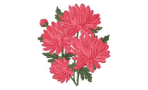 Mums Flower Stitched Embroidery Design Daily Embroidery