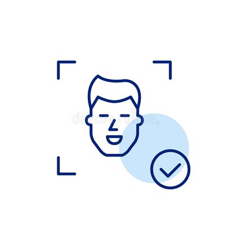 Man Face Scan And Checkmark Secure Login Biometric Id Verification Passed Stock Illustration