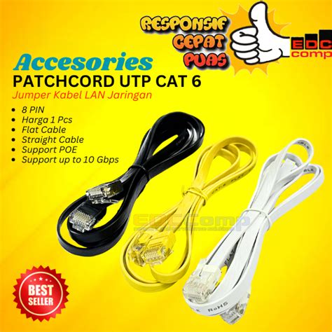 Jual Patchcord UTP Cat 6 Slim Warna Jumper Kabel LAN Jaringan 1m 3m Shopee Indonesia