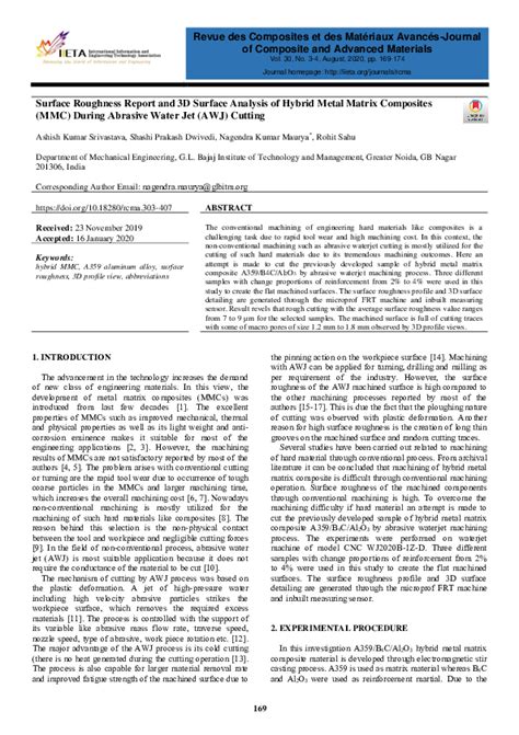 Pdf Surface Roughness Report And 3d Surface Analysis Of Hybrid Metal