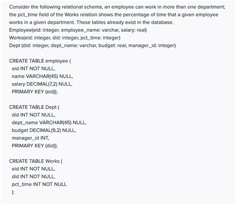Solved Consider The Following Relational Schema An Employee
