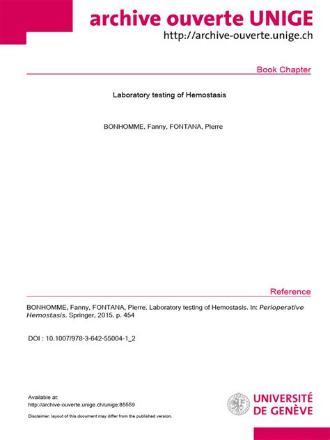 Laboratory Testing Of Hemostasis Pdf