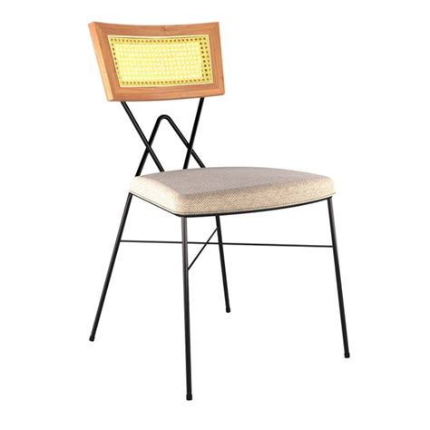 Cadeira Kler Metal Com Assento Estofado E Encosto Palhinha