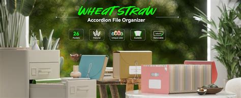 Ecostash Accordion File Organizer 26 Pockets Wheat Straw Expanding File Folder