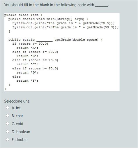 Solved You Should Fill In The Blank In The Following Code Chegg