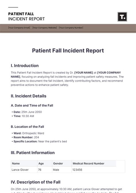Free Patient Fall Incident Report Template To Edit Online