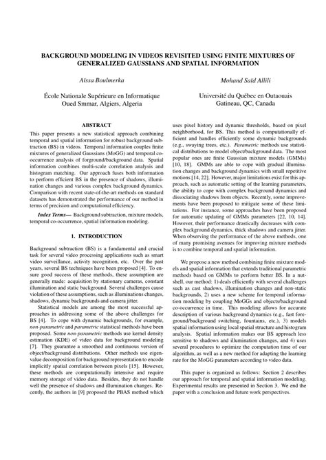 pdf background modeling in videos revisited using finite mixtures of