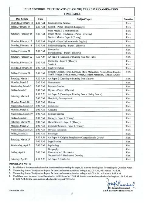 Isc Date Sheet 2025 Out Check Official Class 12 Isc Exam Dates