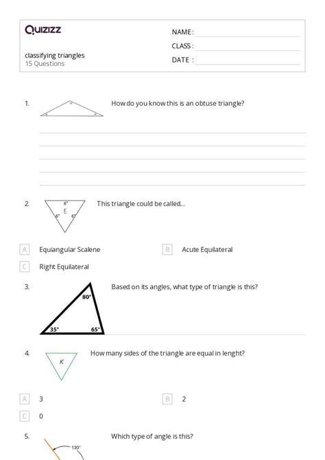 50 Classifying Triangles Worksheets For 3rd Class On Quizizz Free And Printable