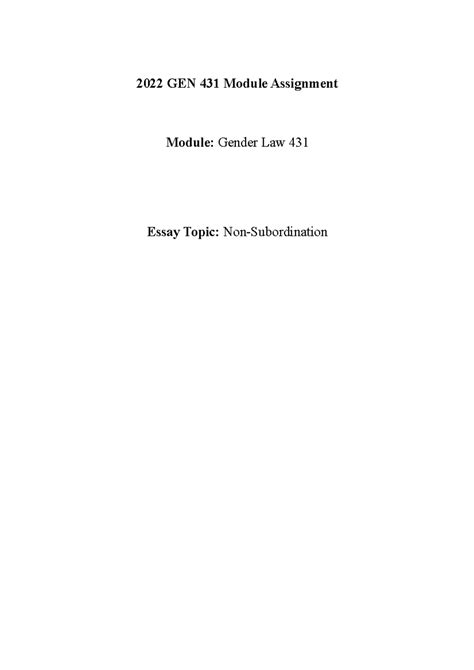 GEN Assignment GEN Module Assignment Module Gender Law Essay Topic Studocu