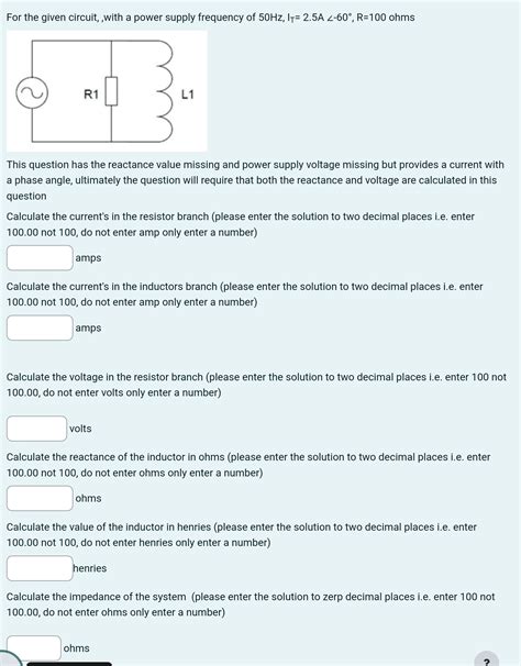 Solved For The Given Circuit With A Power Supply Frequency