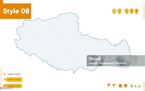 Tibet China Grid Map Isolated On White Background Outline Map Simple Line Vector Map