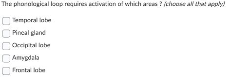 Solved The Phonological Loop Requires Activation Of Which Solved The Phonological Loop Requires Activation Of Which