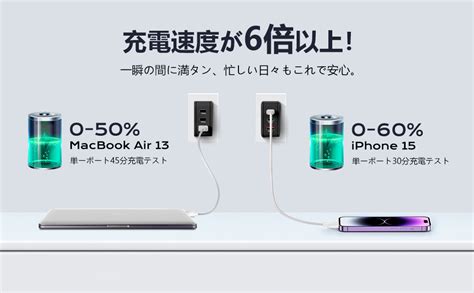 Amazon 65w Usb充電器 Type C 急速充電器 高速充電器 Pd対応 Usb C×2 And Usb A 3ポートgan 窒化ガリウム 折りたたみ式プラグ Pse技術基準適合