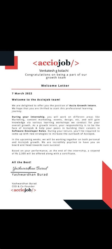 Venkatesh G Kolachi On Linkedin Acciojob Internship